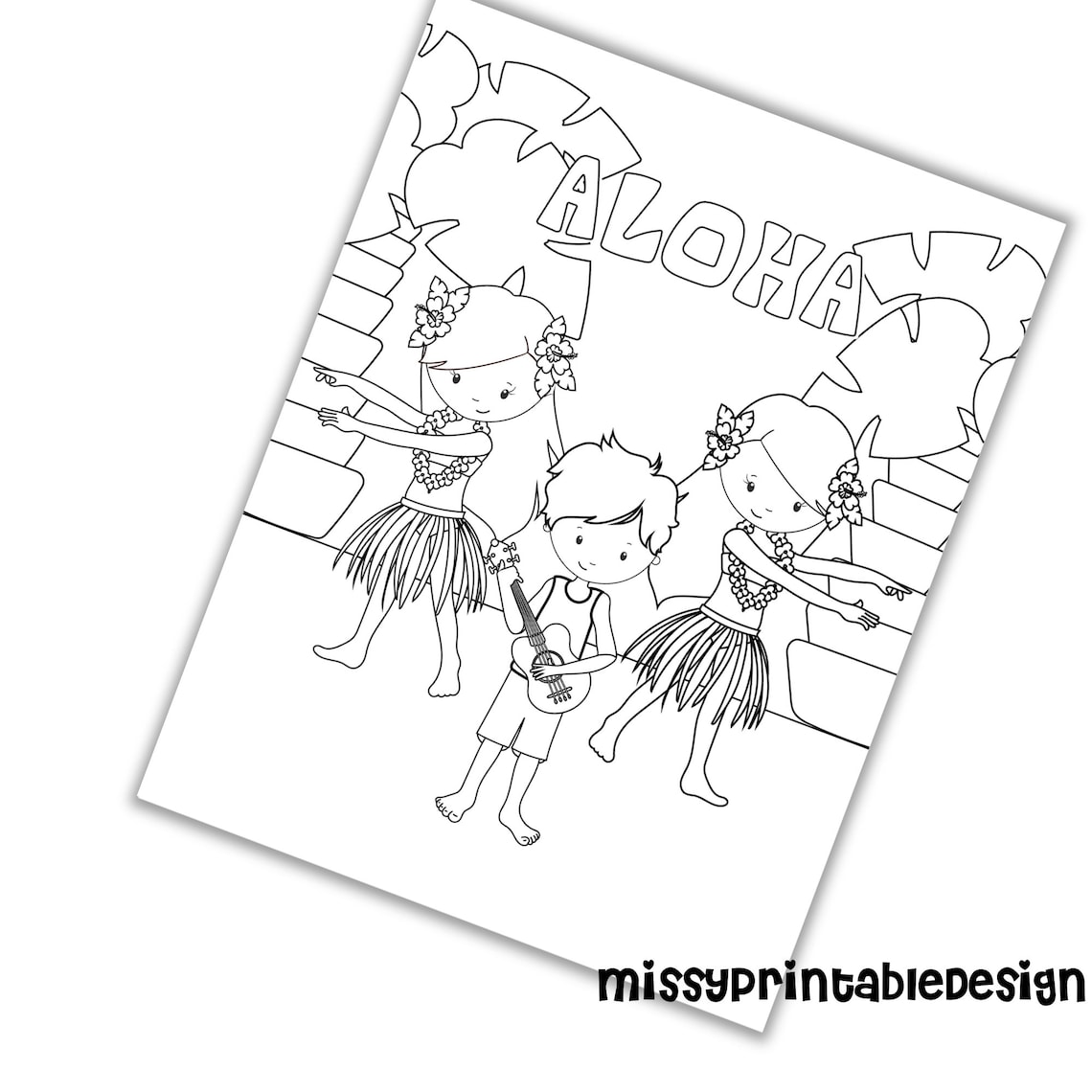 Personalized Luau Party Coloring Pages Custom Luau Birthday - Etsy