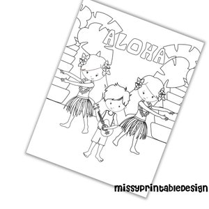 Personalized Luau Party Coloring Pages, Custom Luau Birthday Party ...
