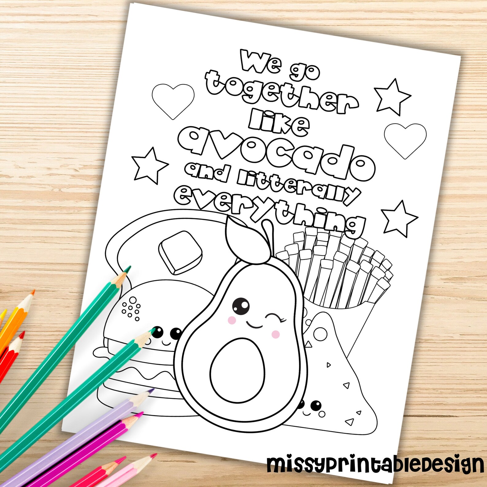 Kawaii Avocado Coloring Pages for Kids Printable Avocado - Etsy UK