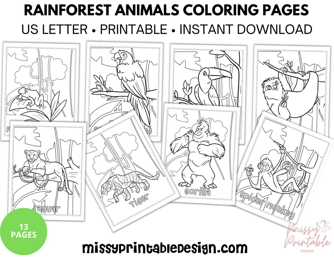 Rainforest Animals Coloring Pages, Printable Animal Coloring Pages ...