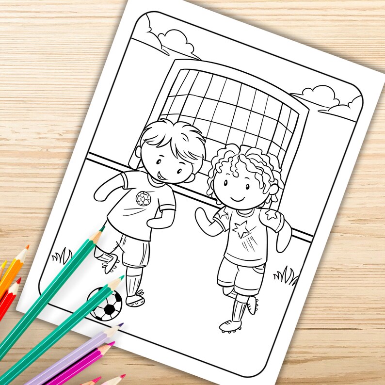Soccer Coloring Pages Printable Coloring Pages Soccer Party - Etsy