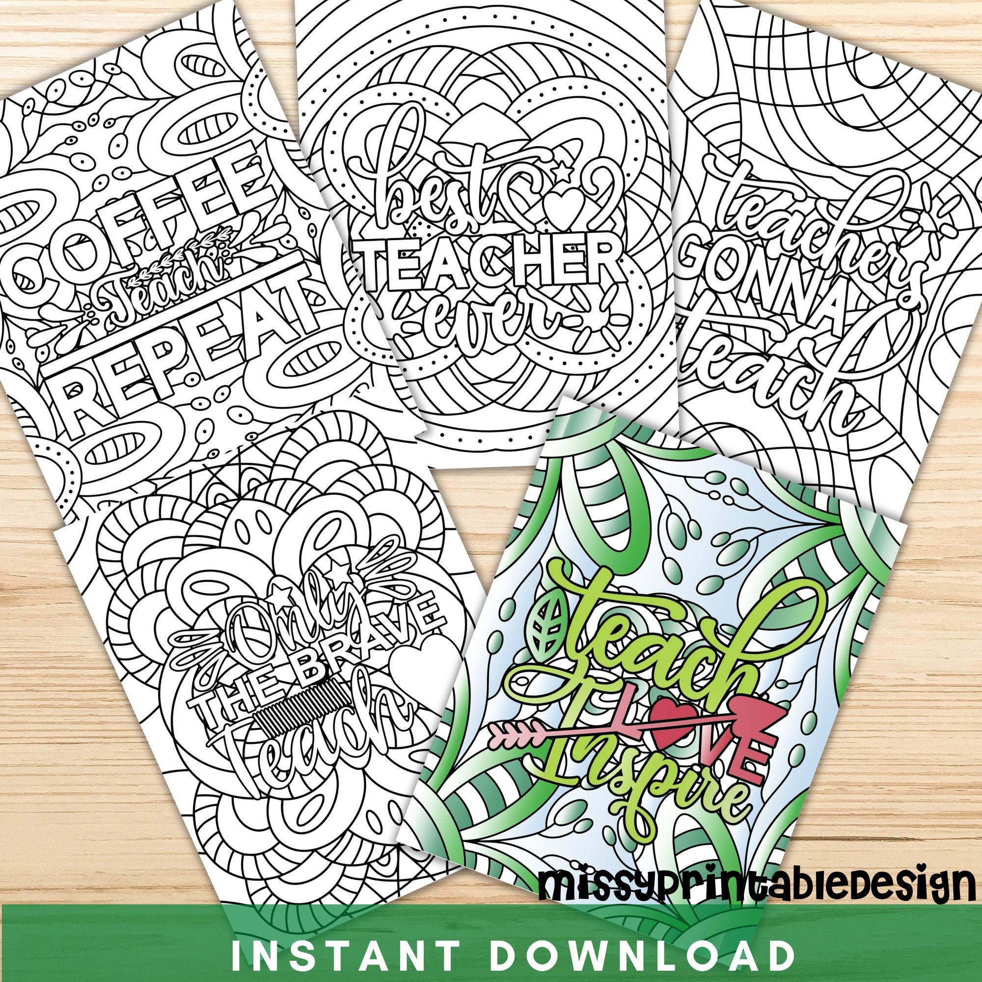 Teacher Quotes Coloring Pages Adult Coloring Pages Pattern - Etsy