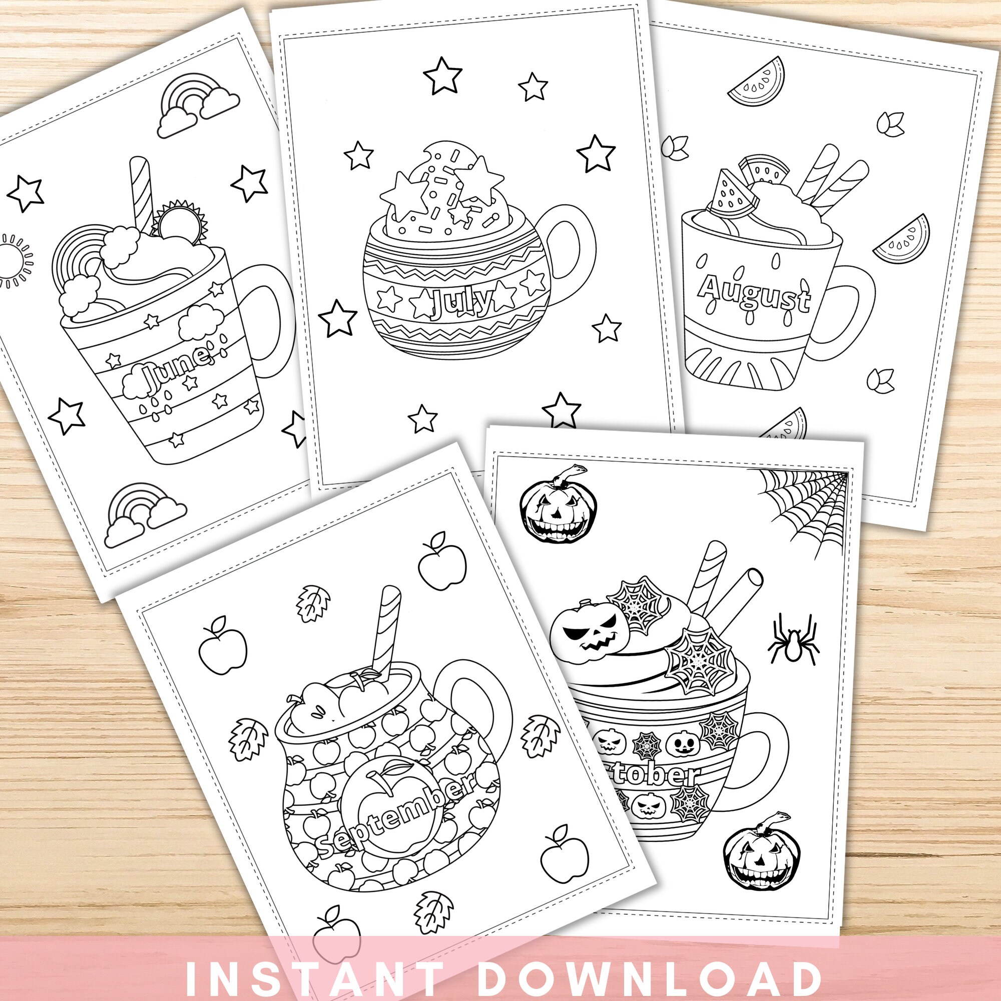 Hot Chocolate Mug Coloring Pages for Kids Teens Adults - Etsy UK