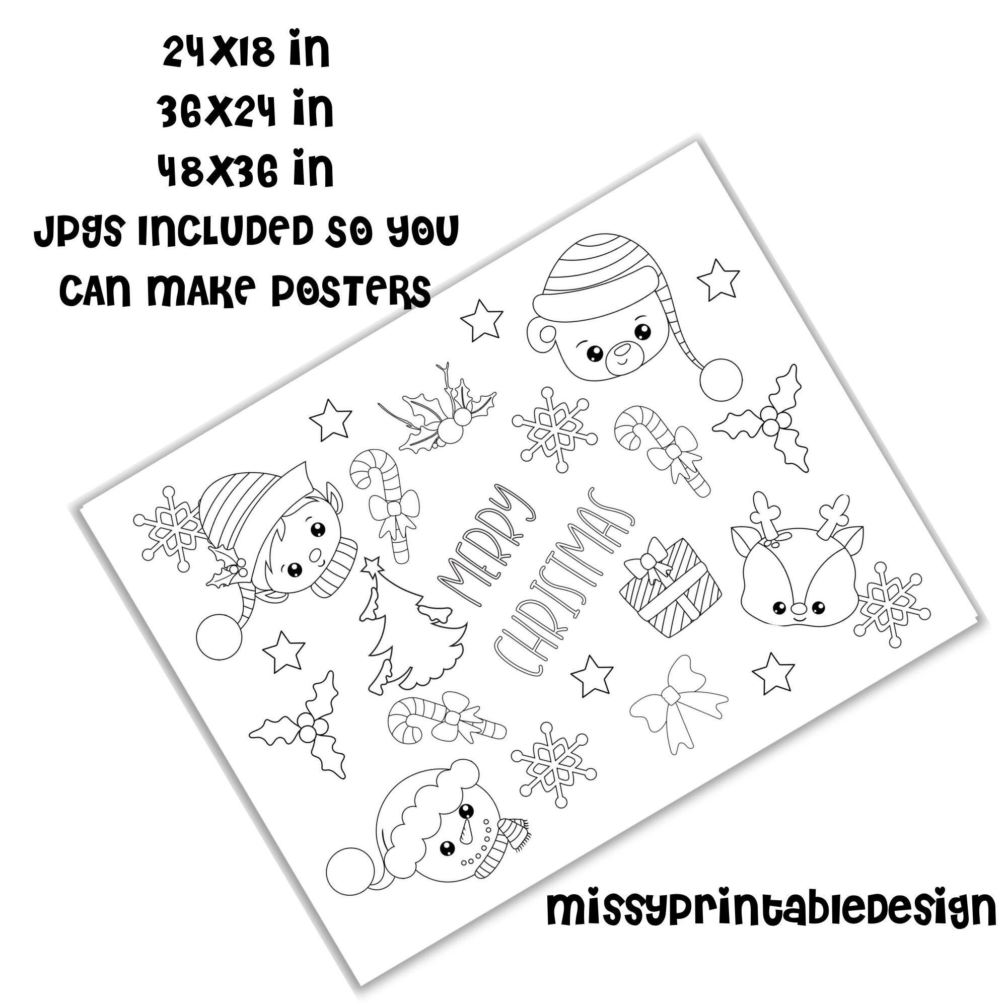 Christmas Doodle Coloring Pages Printable Christmas Coloring | Etsy