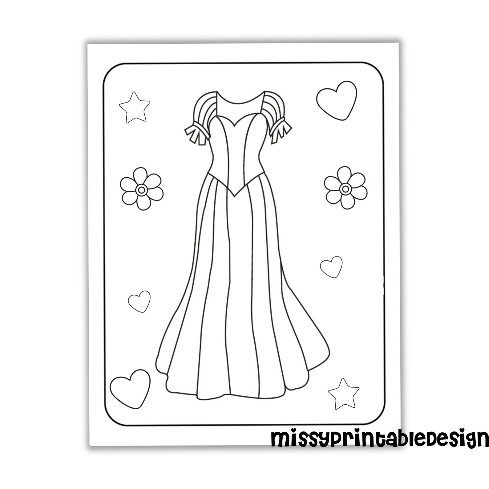 Princess Dress Coloring Pages 10 Printable Princess Dress - Etsy