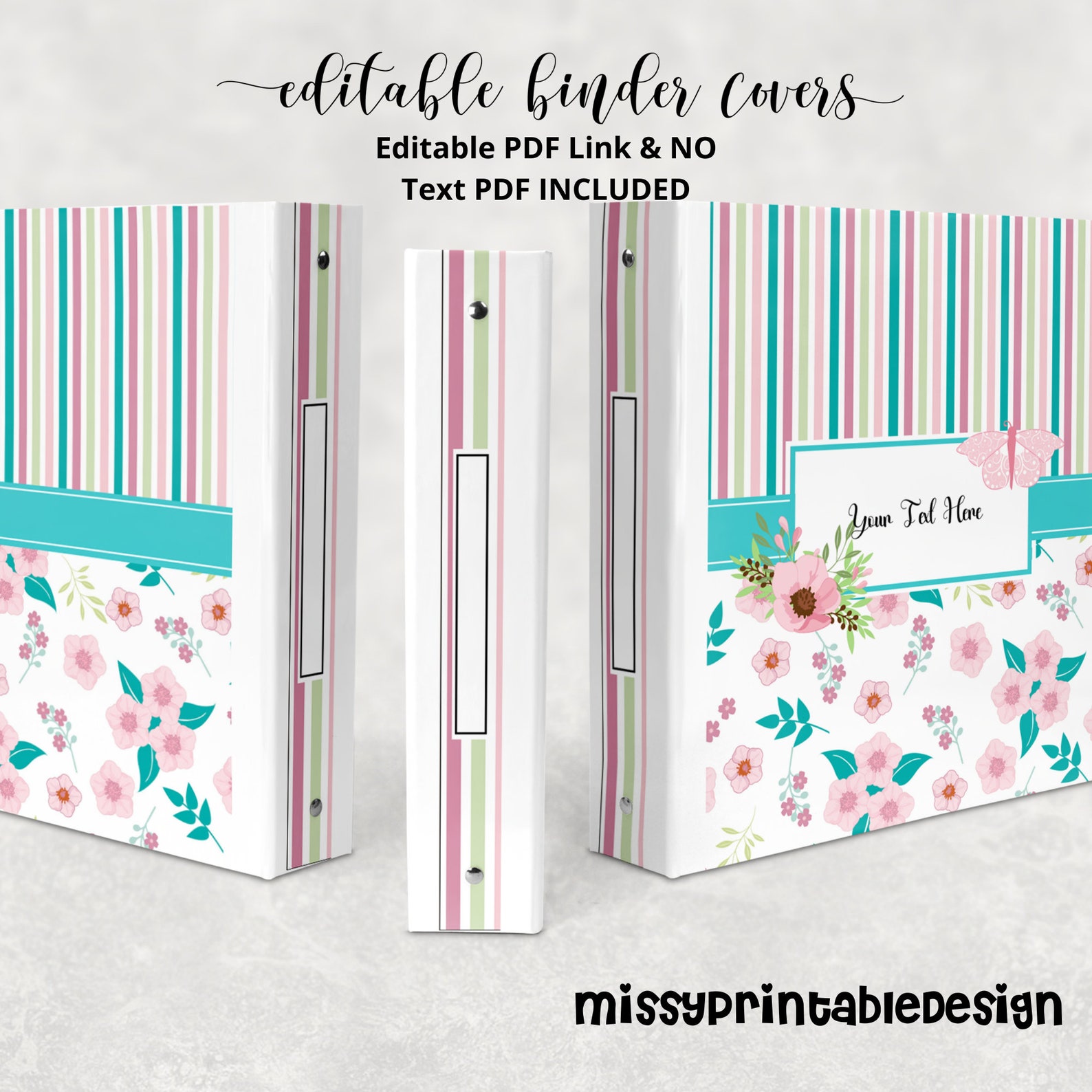 Editable Floral Binder Covers & Spines Printable Binder - Etsy