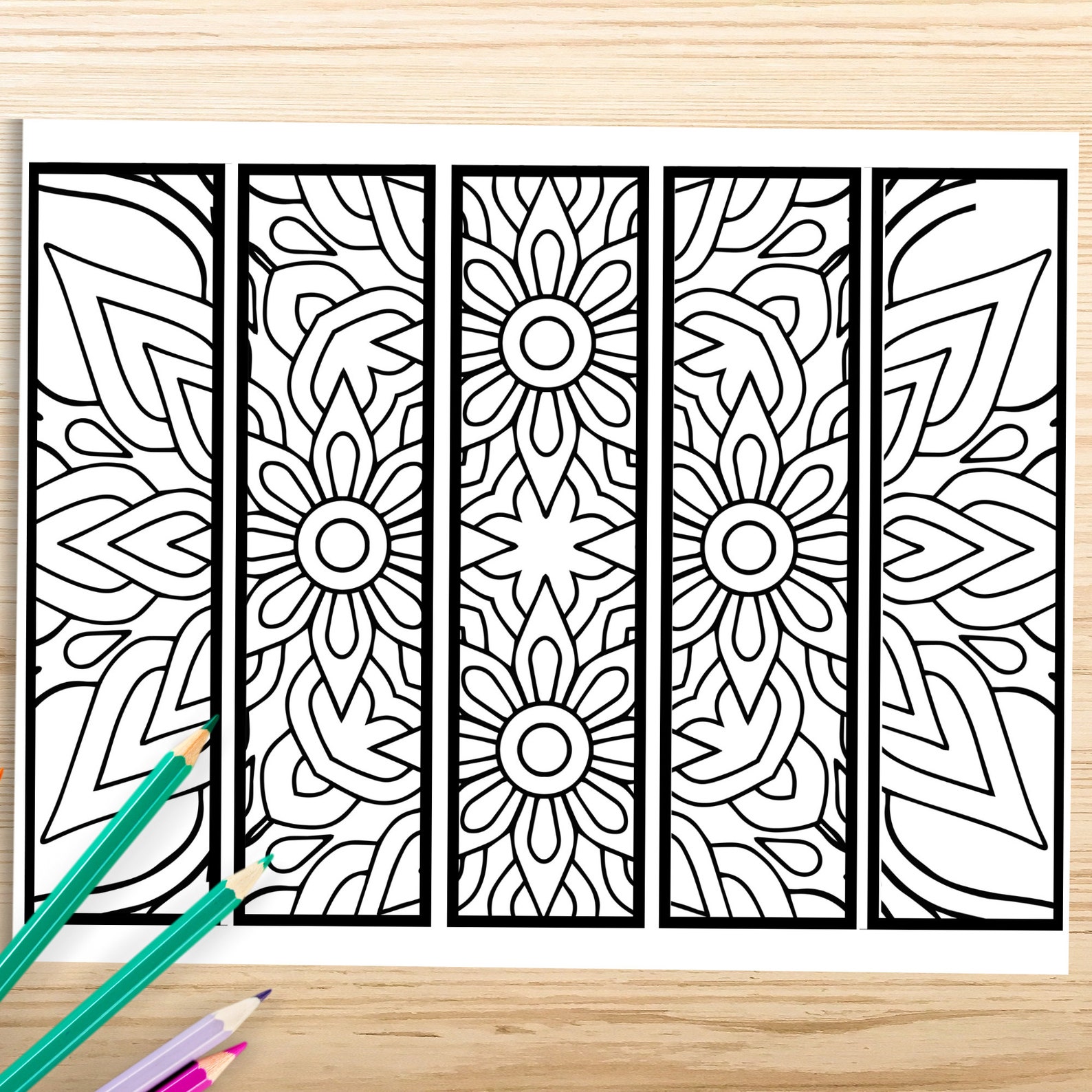 Printable Mandala Coloring Bookmarks set of 30 Mandala | Etsy