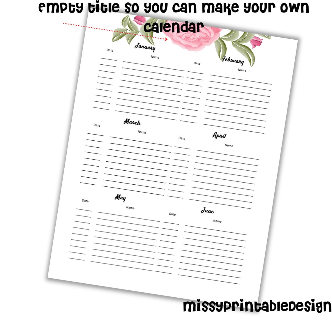 Birthday Tracker Printable Birthday Log Anniversary | Etsy