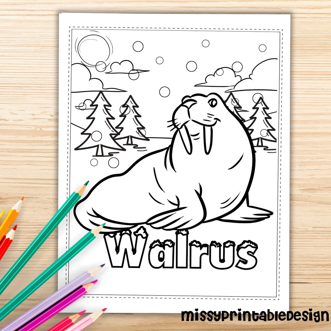 Arctic Animals Coloring Pages Printable Animal Coloring - Etsy