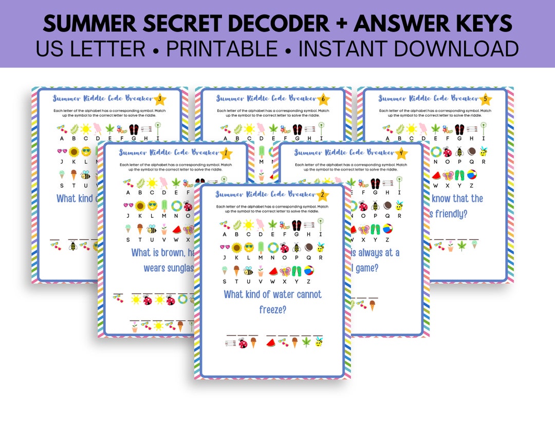 Summer Secret Message Decoder: Printable Riddles & Party Game (PDF) - Etsy