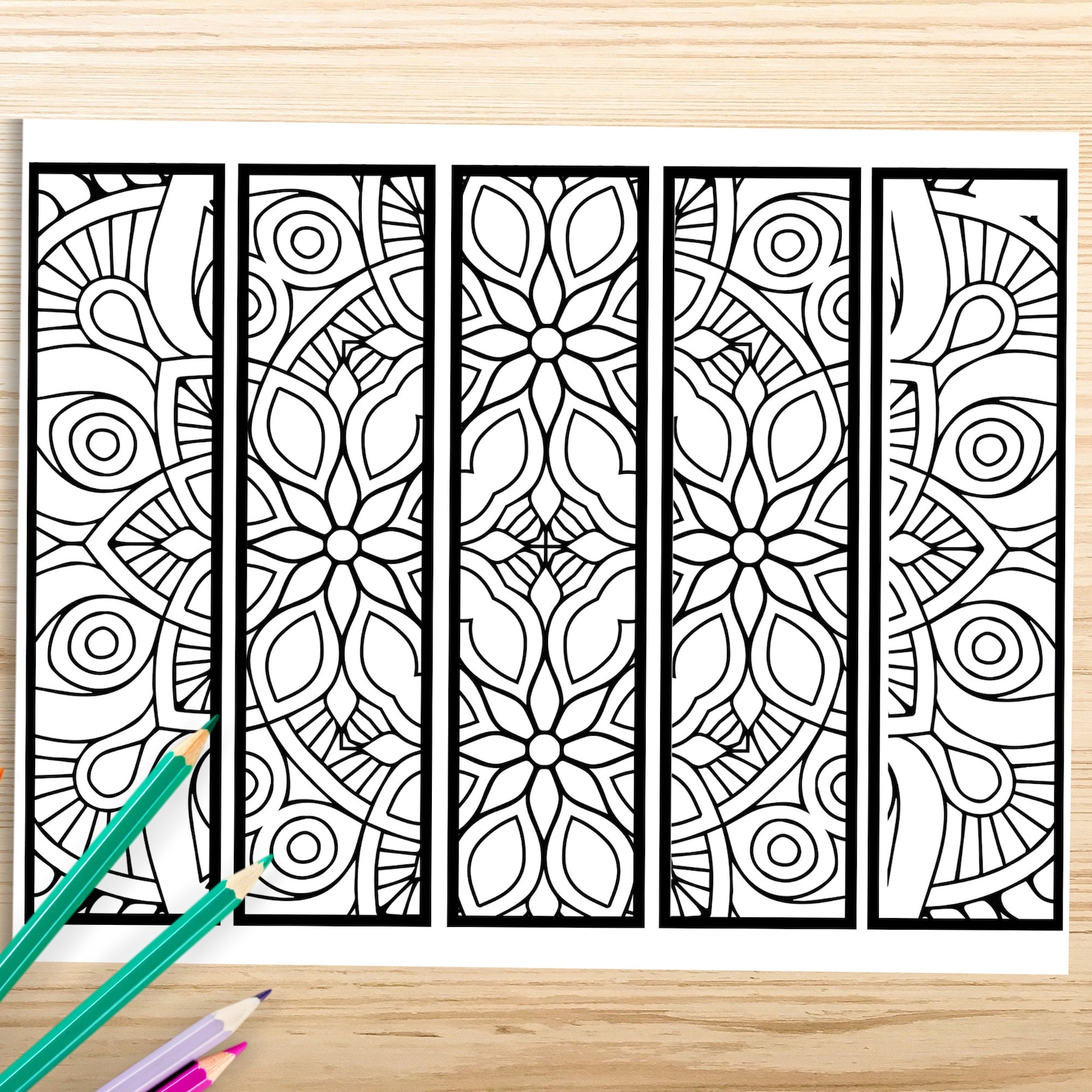 Printable Mandala Coloring Bookmarks set of 30 Mandala | Etsy
