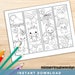 Unicorn Coloring Bookmarks (set of 4), Printable Unicorn Coloring Page ...