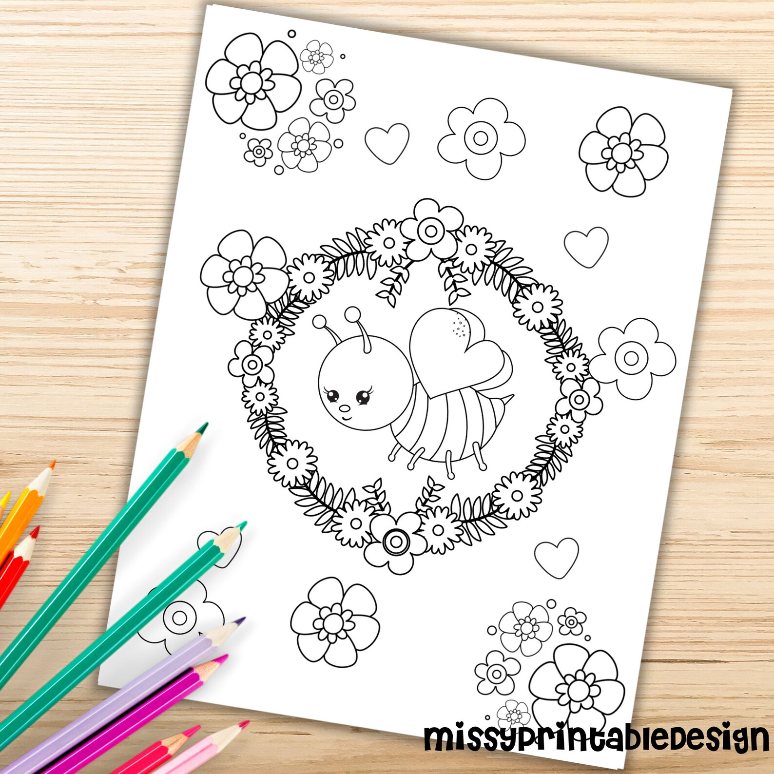 Bee Coloring Pages Bee Printable Coloring Pages for Kids Bee - Etsy