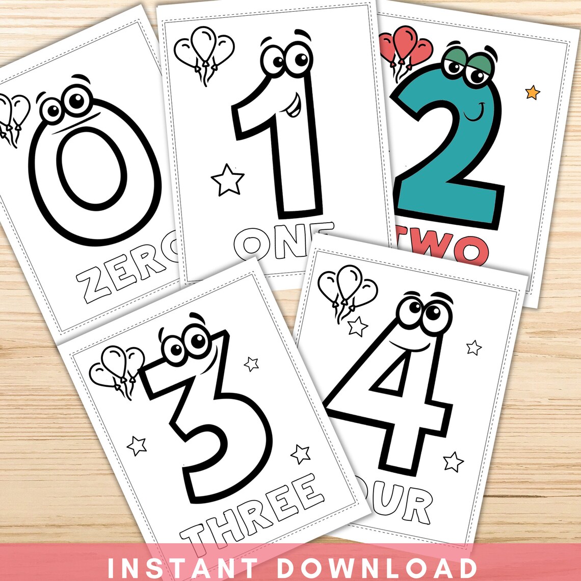 Printable Cute Number Coloring Pages Number Activity Number | Etsy