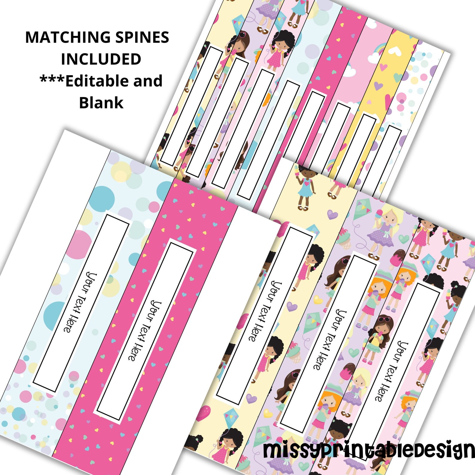 Editable Binder Covers and Spines Ice Cream Themed, Printable Binder ...