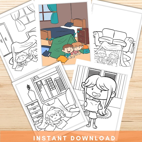 Blanket Forts Coloring Pages, Printable Forts Coloring Book for Kids ...