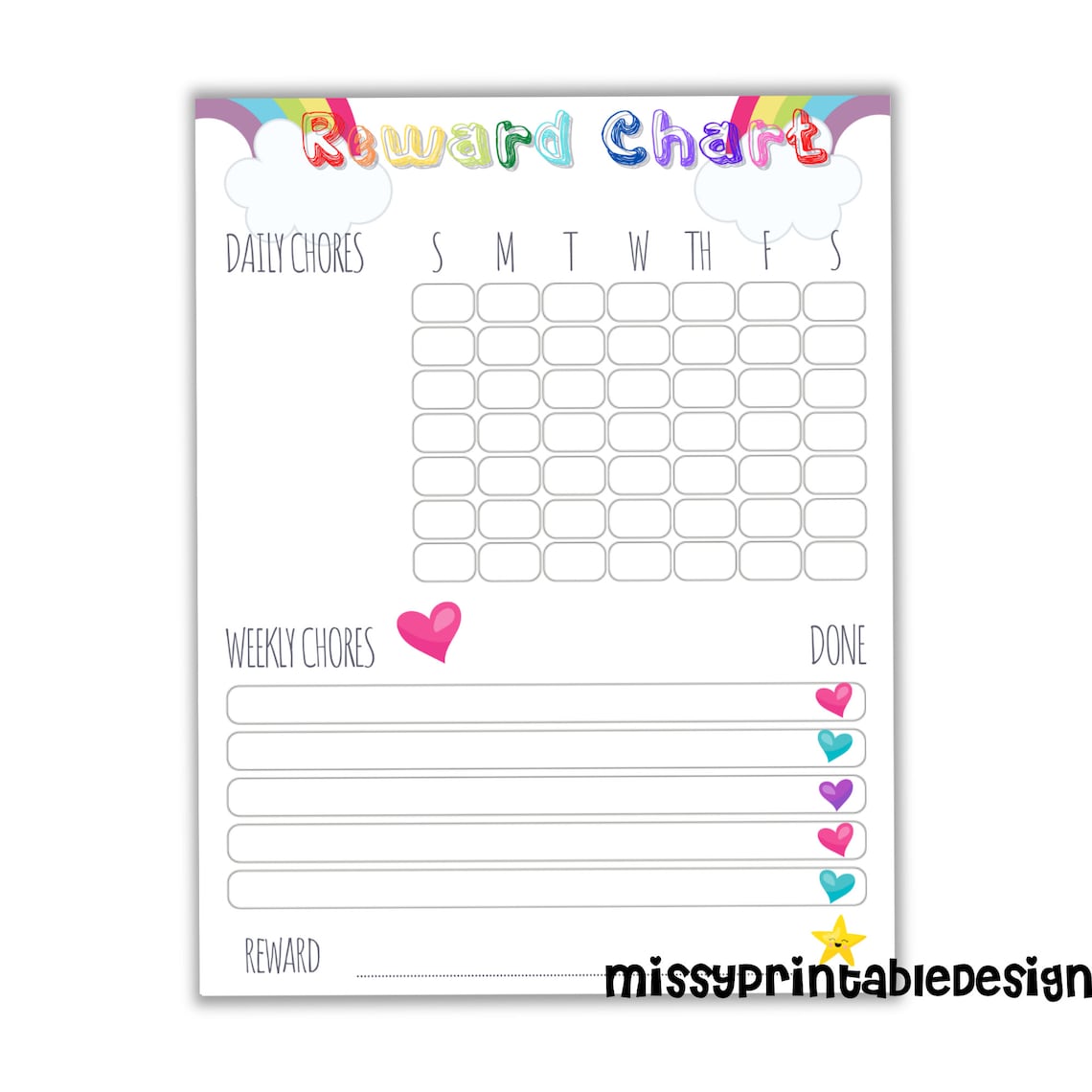 Personalized Rainbow Chore Chart for Kids Kids Chores Kids | Etsy