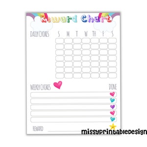 Personalized Rainbow Chore Chart for Kids, Kids Chores, Kids Reward ...