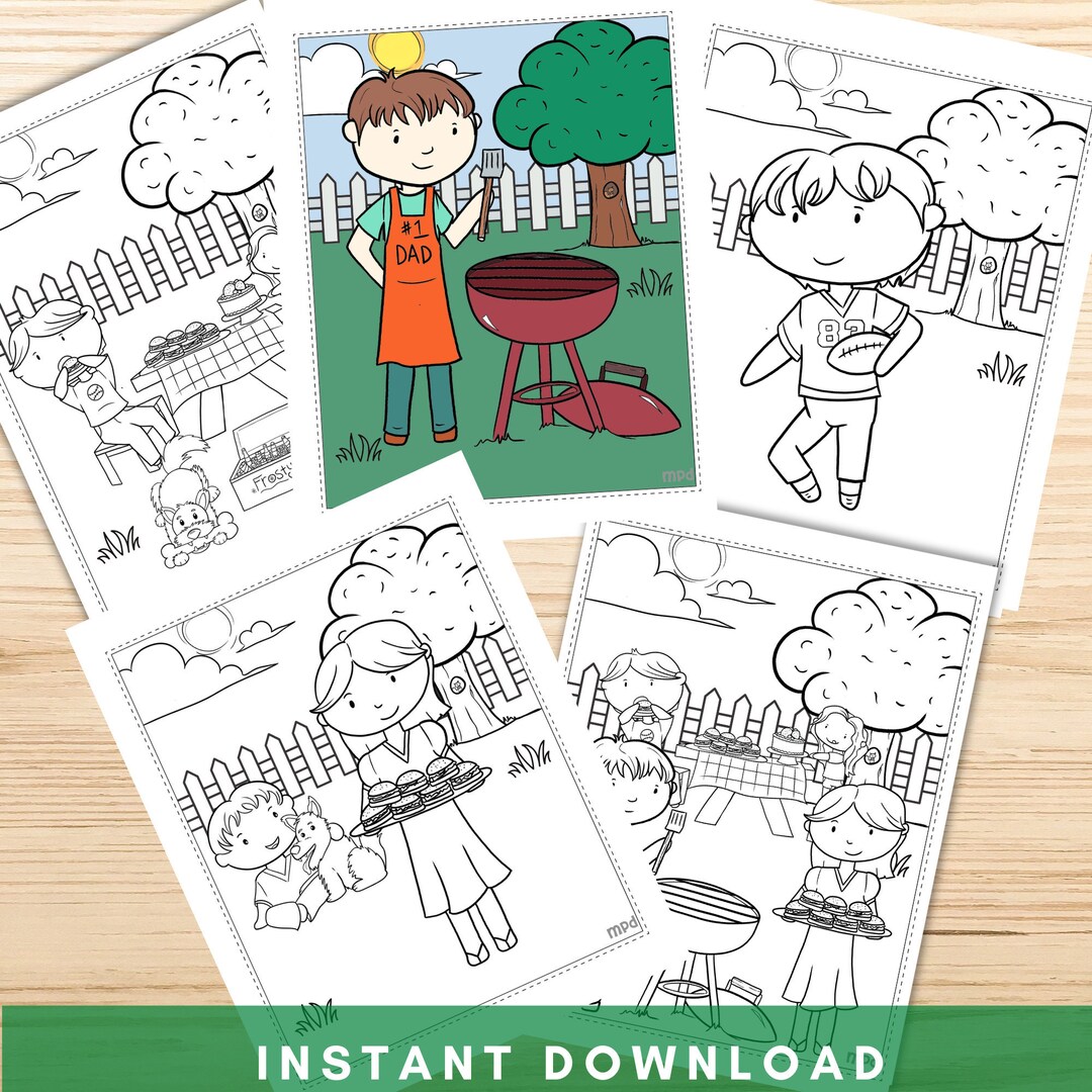 Barbeque Coloring Pages, Printable BBQ Coloring Book for Kids, INSTANT ...