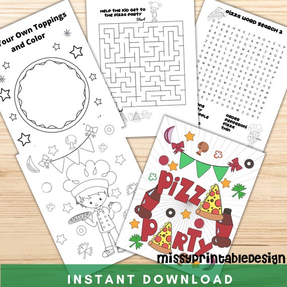Pizza Coloring Pages, Pizza Party Printables, Pizza Birthday Party ...