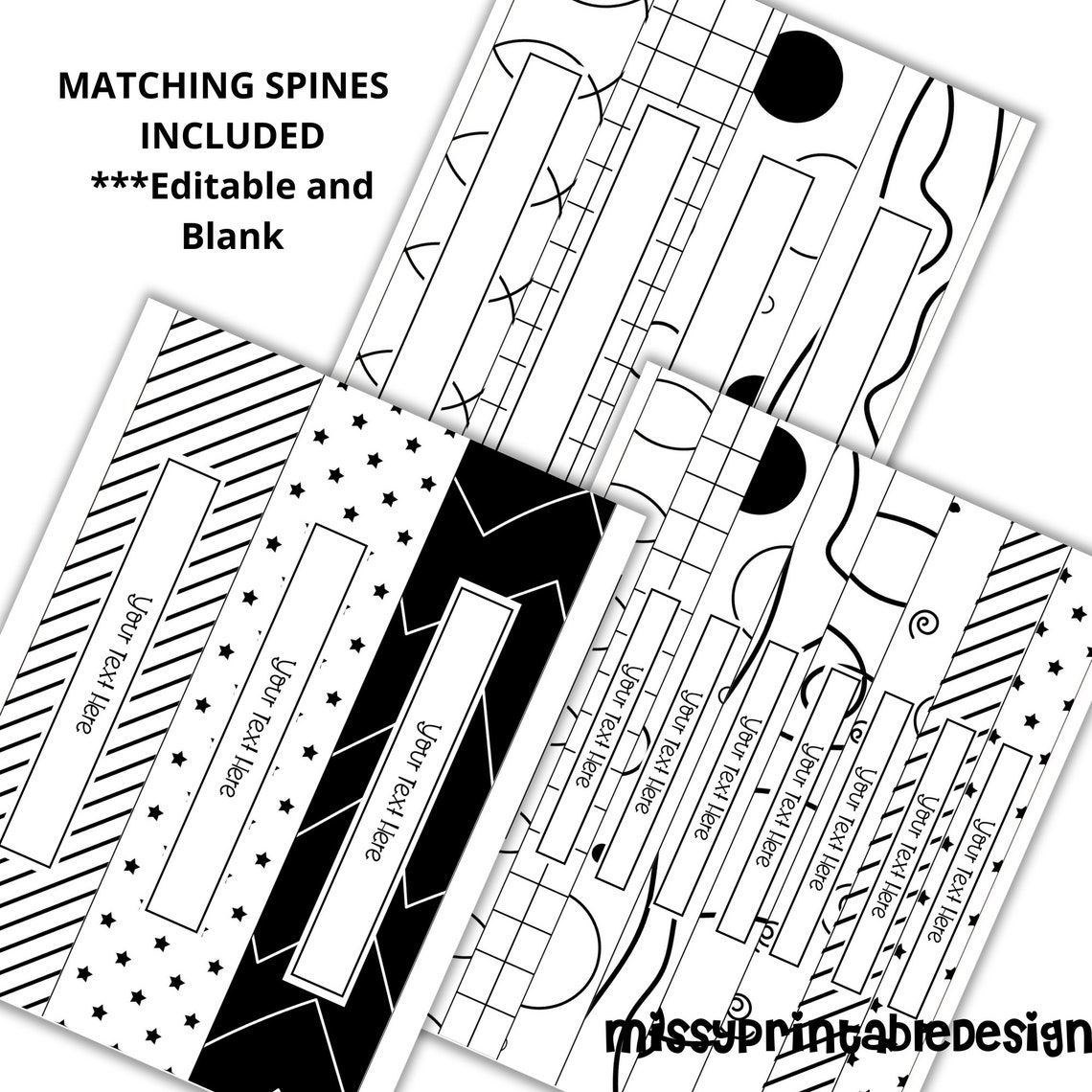 Editable Black and White Minimalist Binder Covers and Spines - Etsy