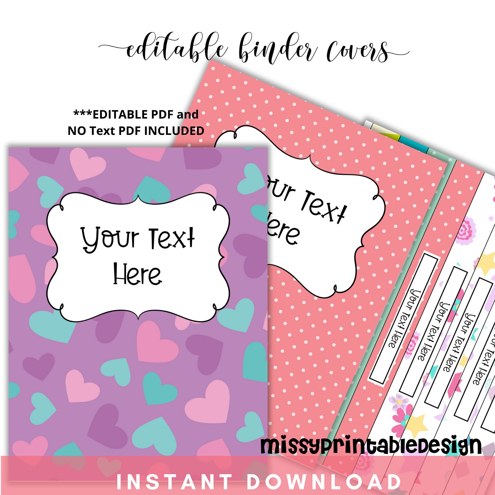 Editable Binder Covers & Spines Pattern Themed Printable - Etsy