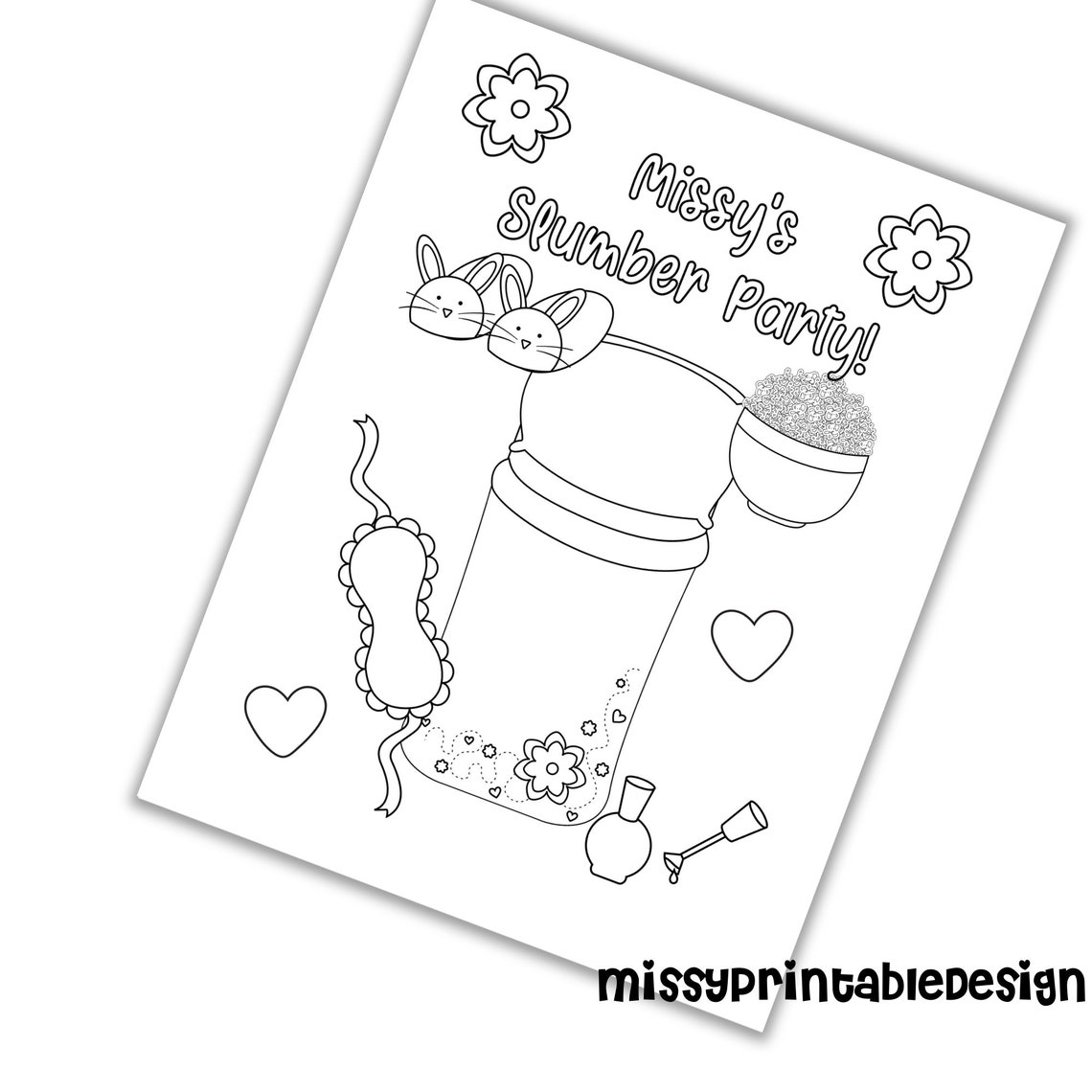 Personalized Slumber Party Coloring Pages Custom Slumber - Etsy