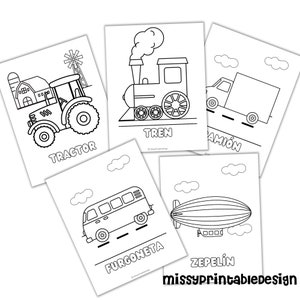Spanish Transportation Coloring Pages for Kids - Vehicle Coloring Pages ...