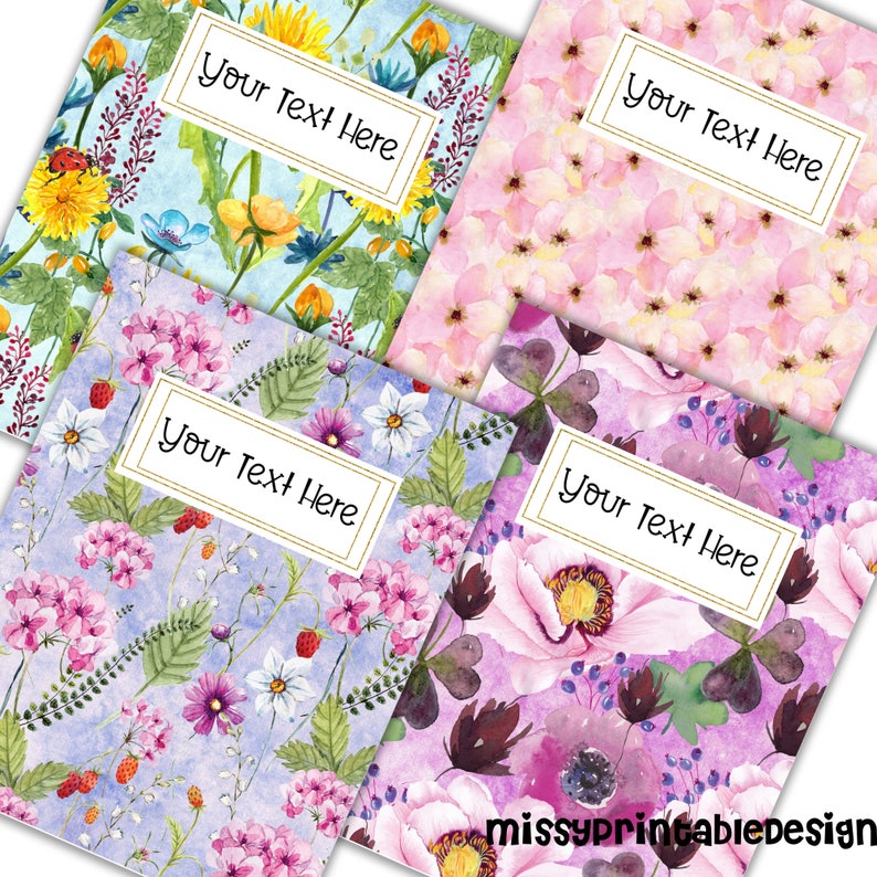 Editable Watercolor Floral Binder Covers & Spines Printable - Etsy