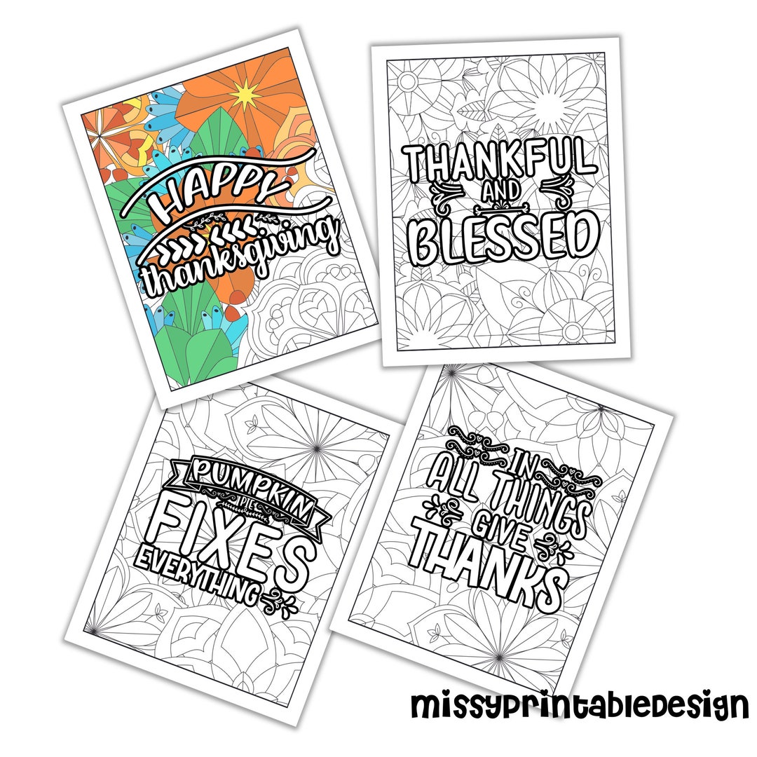 Thanksgiving Quotes Coloring Pages, Adult Coloring Pages, Floral ...