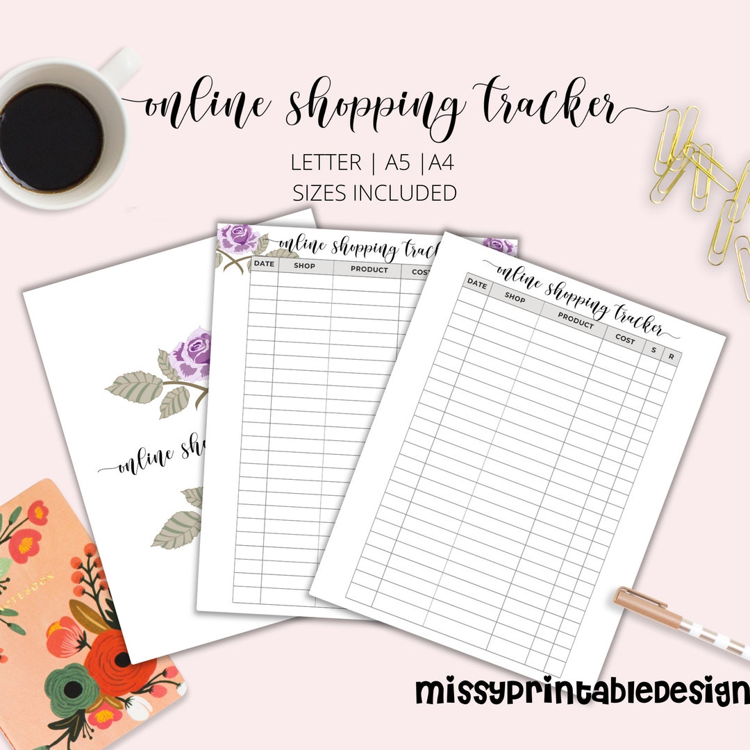 Online Shopping Tracker, Printable Shopping Tracker, Shopping Log ...
