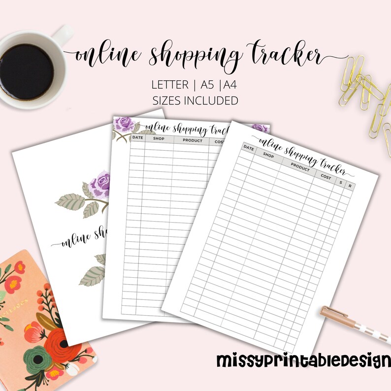 Online Shopping Tracker Printable Shopping Tracker Shopping - Etsy