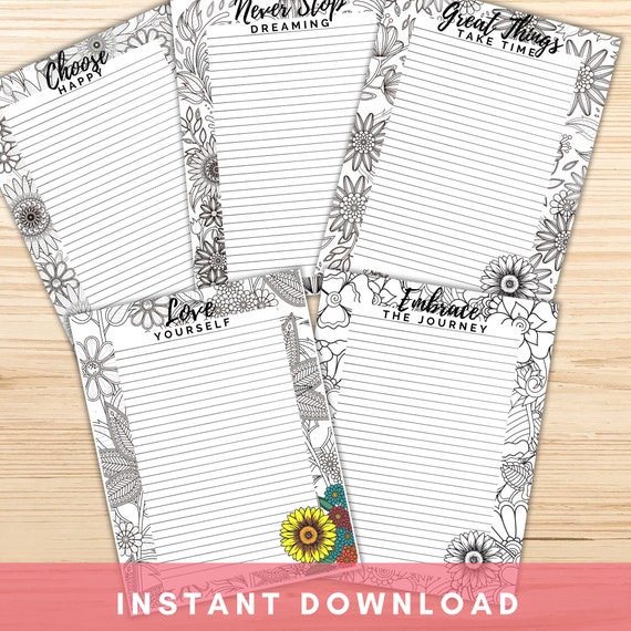 Inspirational Journal Coloring Paper Coloring Book Coloring | Etsy