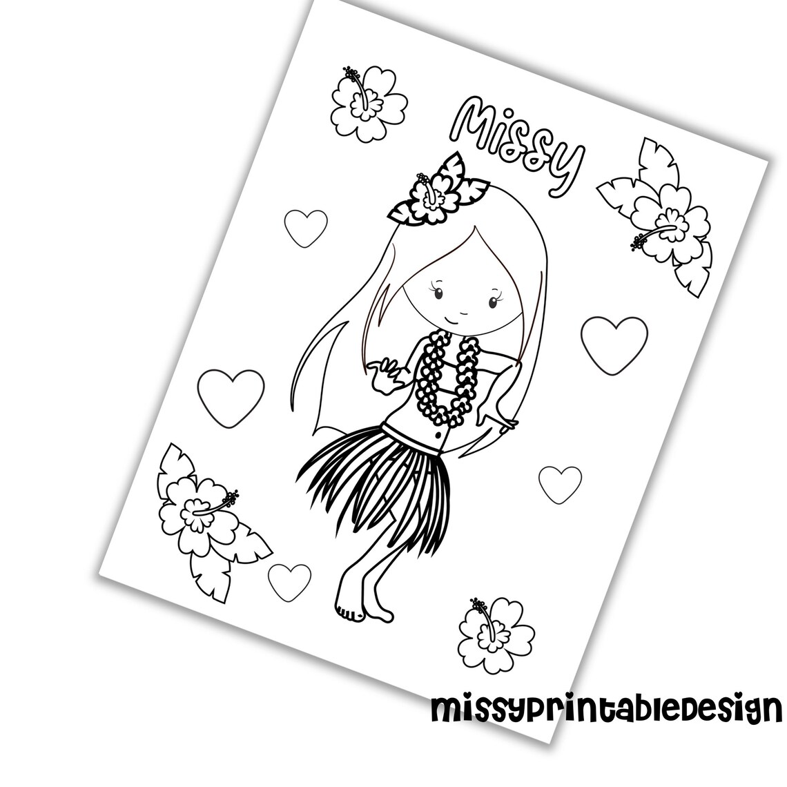 Personalized Luau Party Coloring Pages Custom Luau Birthday - Etsy