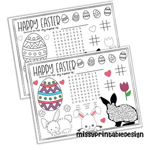 Easter Party Coloring Placemat, Printable Easter Coloring Placemat ...