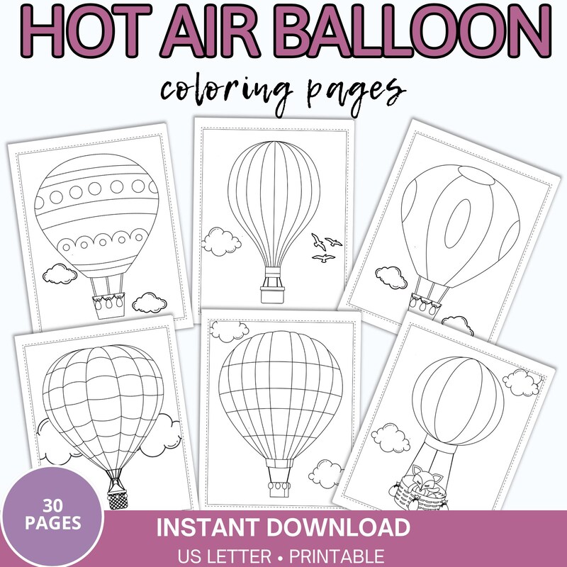 Colouring Book Hot Air Balloons - Etsy