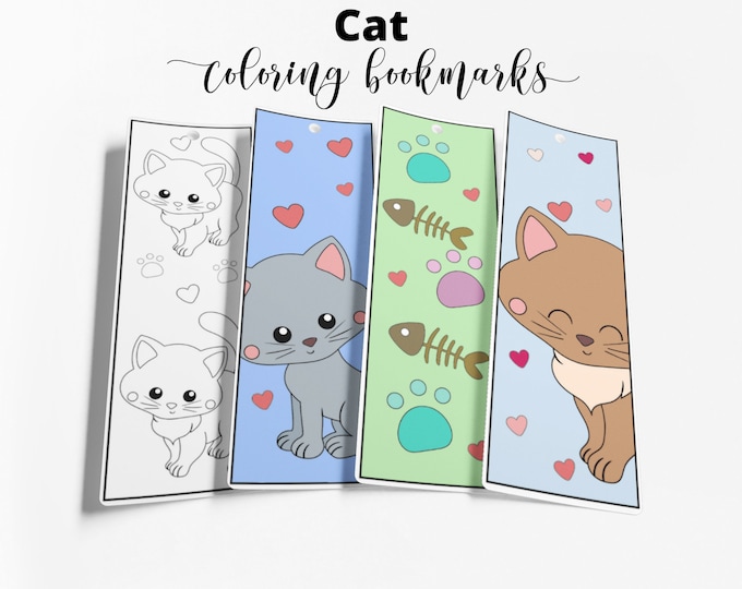 Kitten Bookmark, Coloring Bookmarks, Cat Lover Gift for Kids, Classroom ...