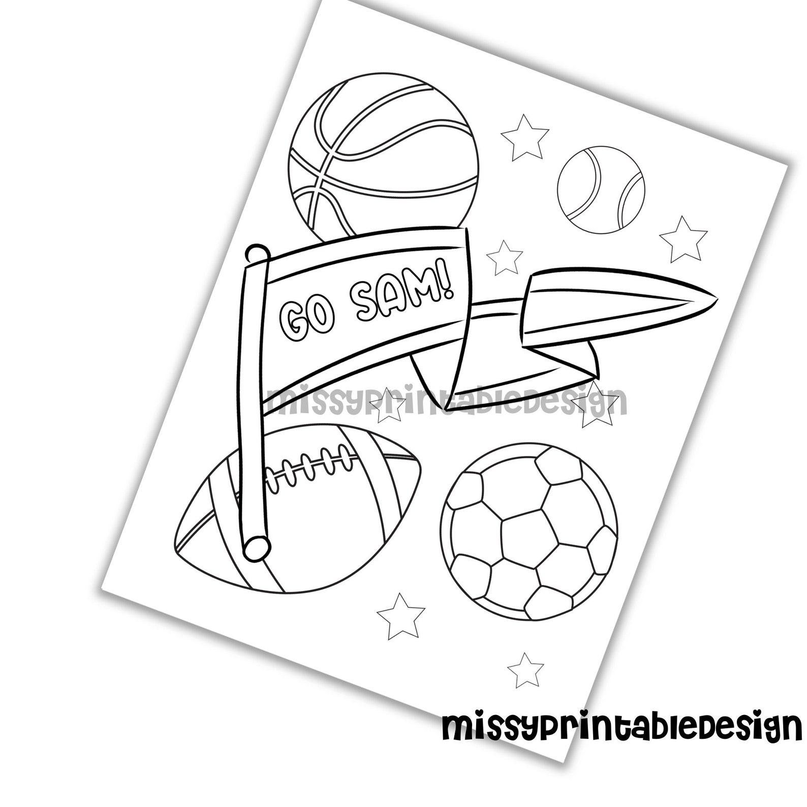 Personalized Sports Coloring Pages, Custom Sports Party Coloring Pages ...