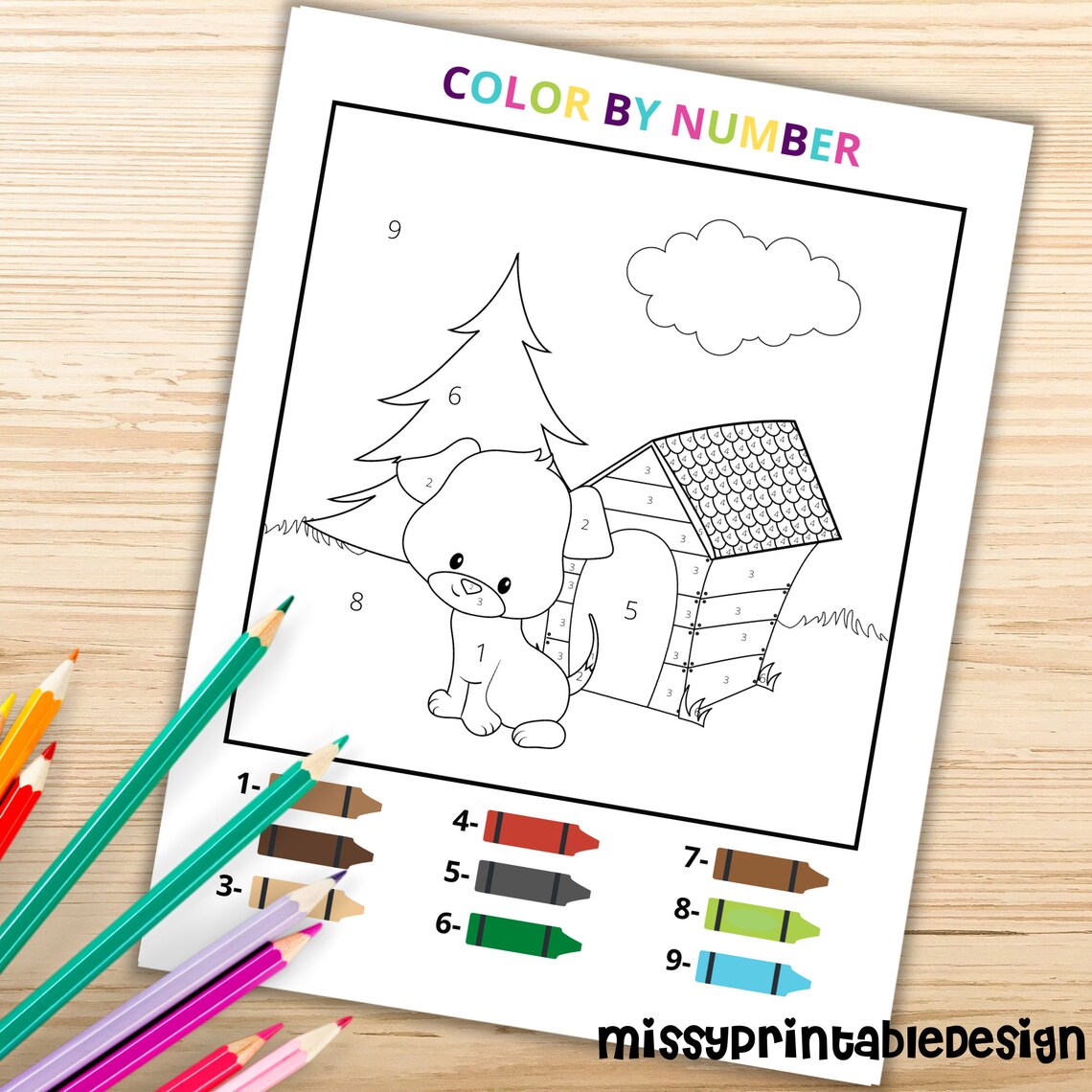 Color by Number Printable Animal Coloring Sheets Printable - Etsy