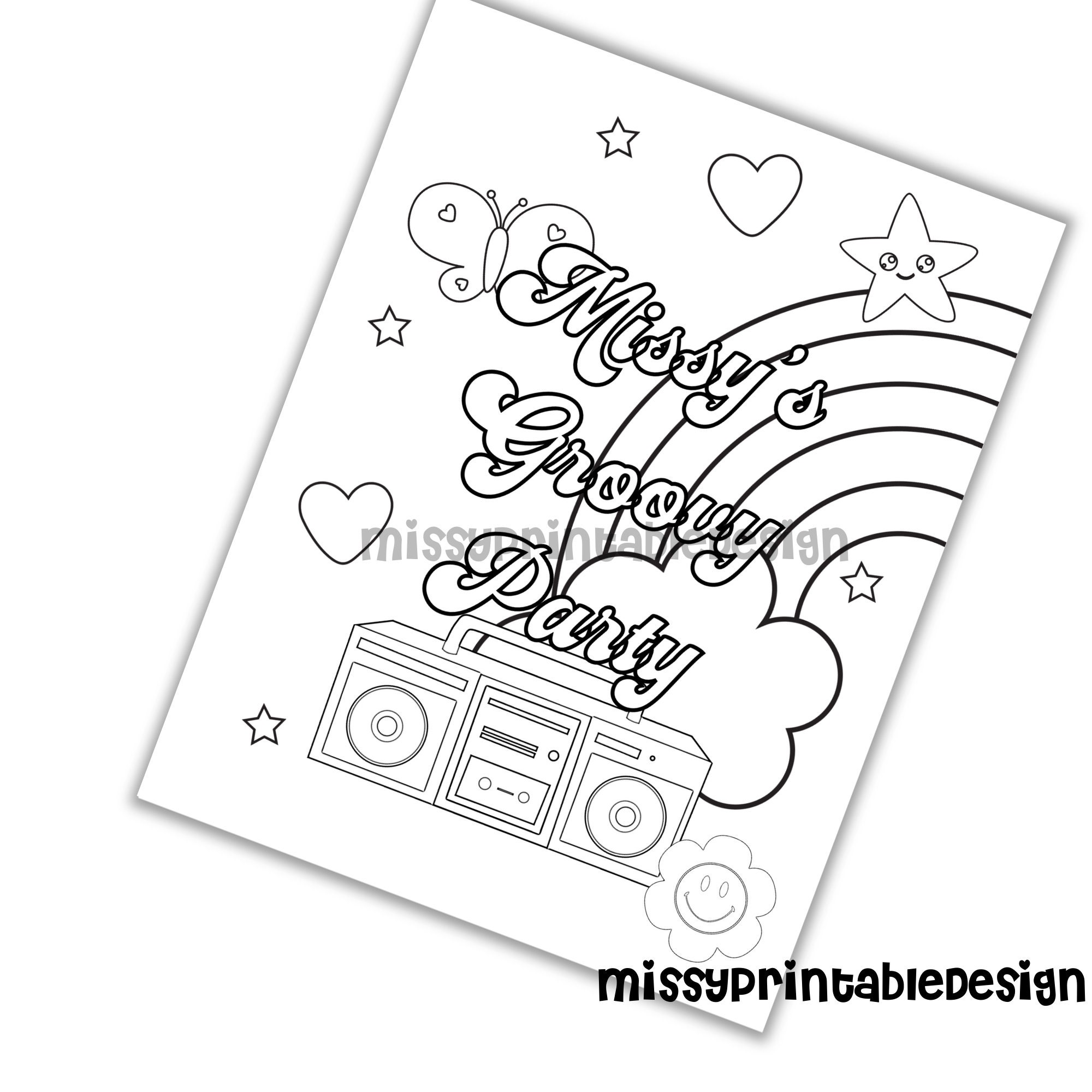 Personalized Groovy Party Coloring Pages Custom Groovy - Etsy