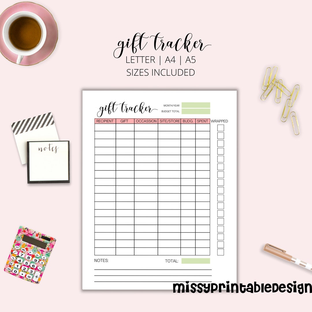Printable Gift Tracker, Holiday Planner (digital Download) - Etsy UK