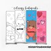 Valentine's Coloring Bookmarks set of 4, Printable Valentine's Day ...