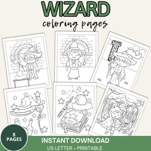 Wizard Coloring Pages, Printable Wizard Coloring Book, Wizard Party ...