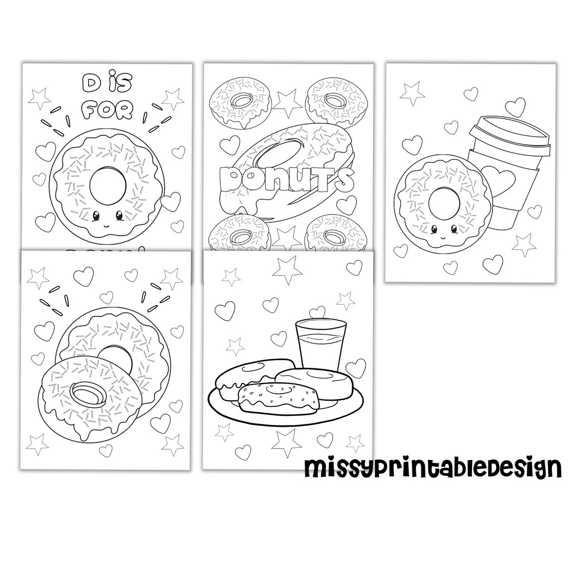 Donut Coloring Pages Printable Coloring Pages Donut Birthday - Etsy