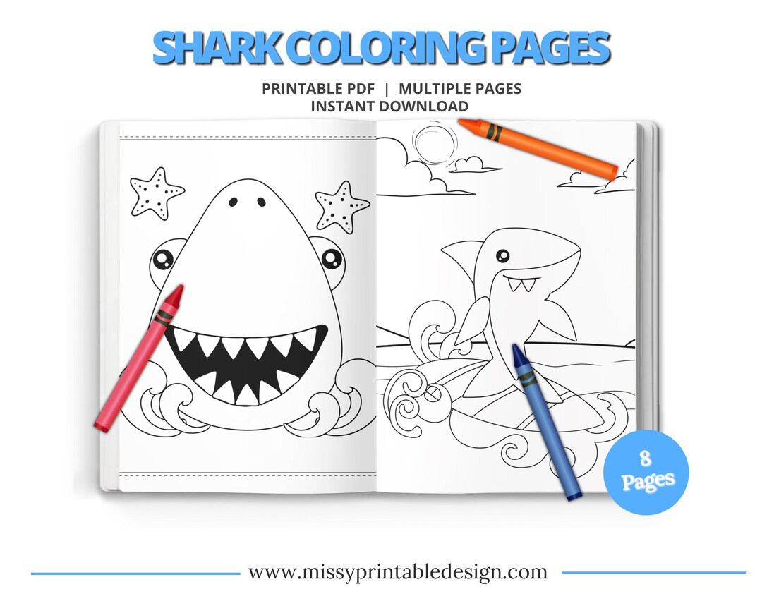 Shark Coloring Pages, Printable Kids Coloring Pages, Shark Birthday ...