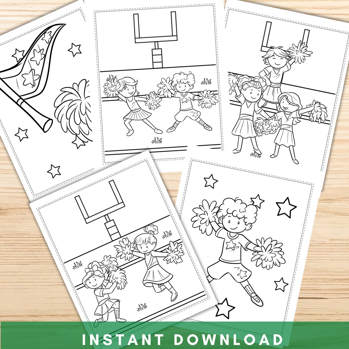 Cheerleading Coloring Pages Printable Cheerleader Coloring - Etsy