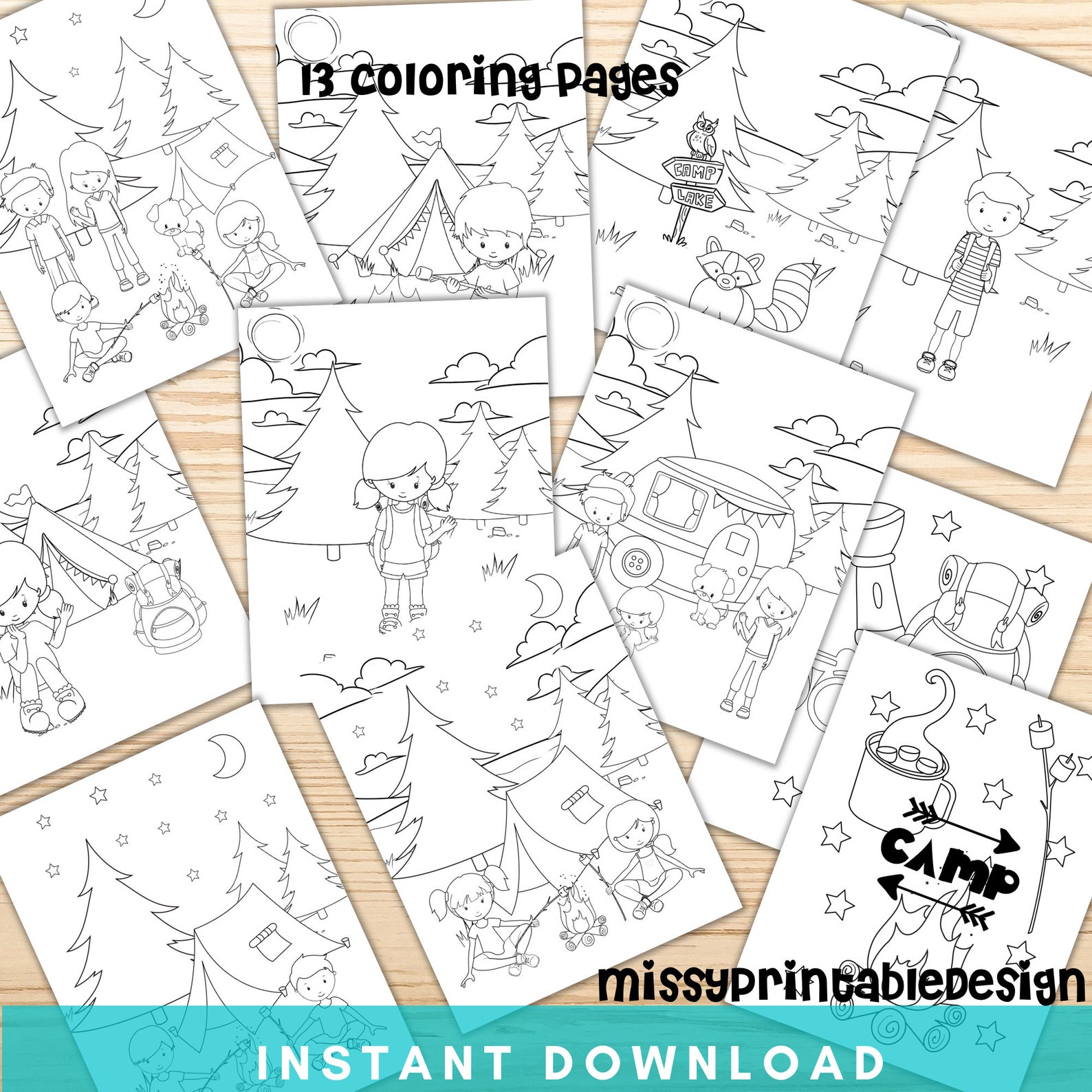 Camping Coloring Activity Pages Printable Camping Coloring - Etsy