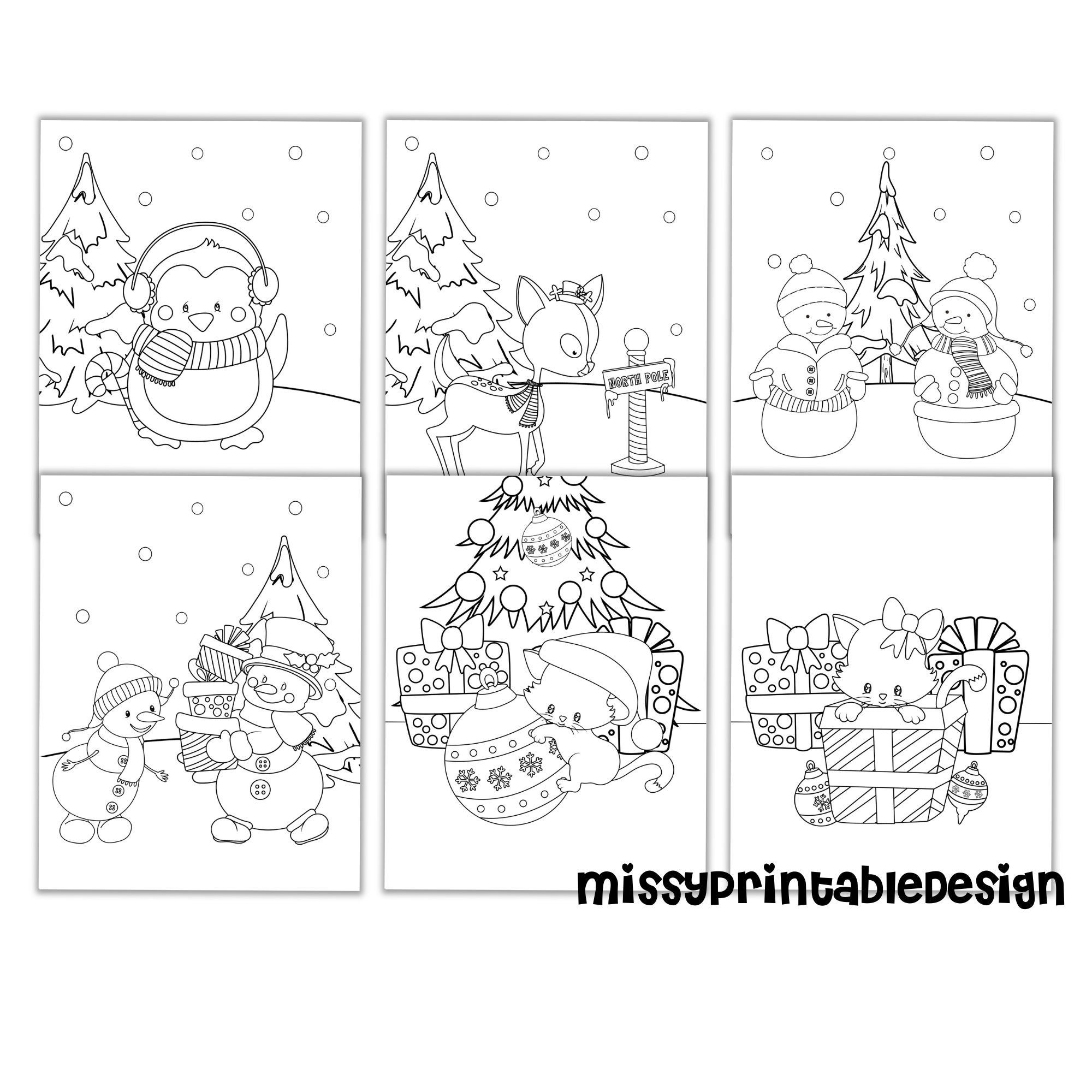 Christmas Coloring Pages for Kids, School Activity (PDF Download) - Etsy