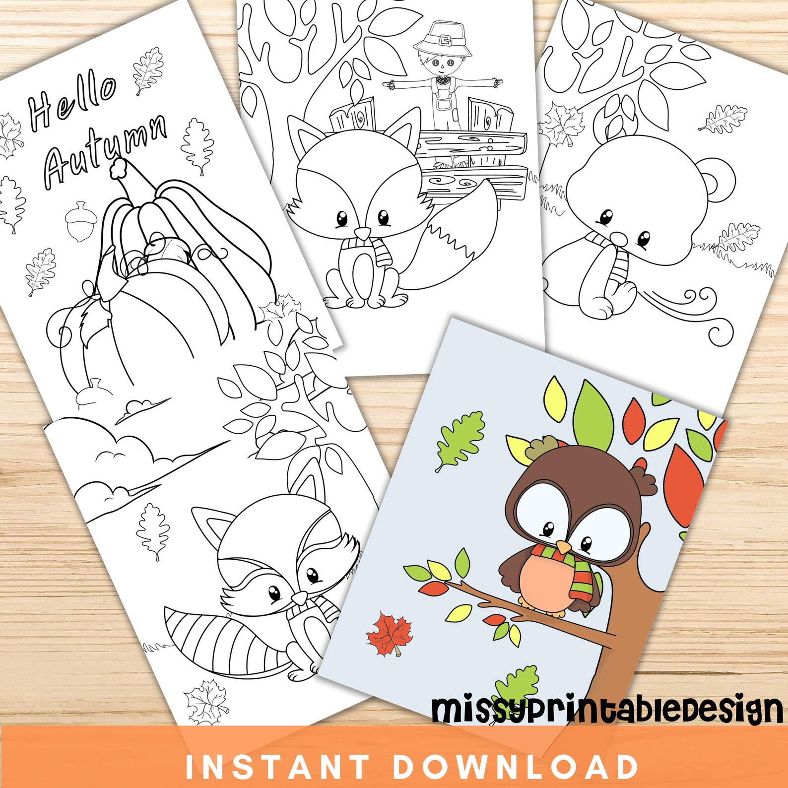 Fall Coloring Pages for Kids Printable Fall Coloring Pages - Etsy