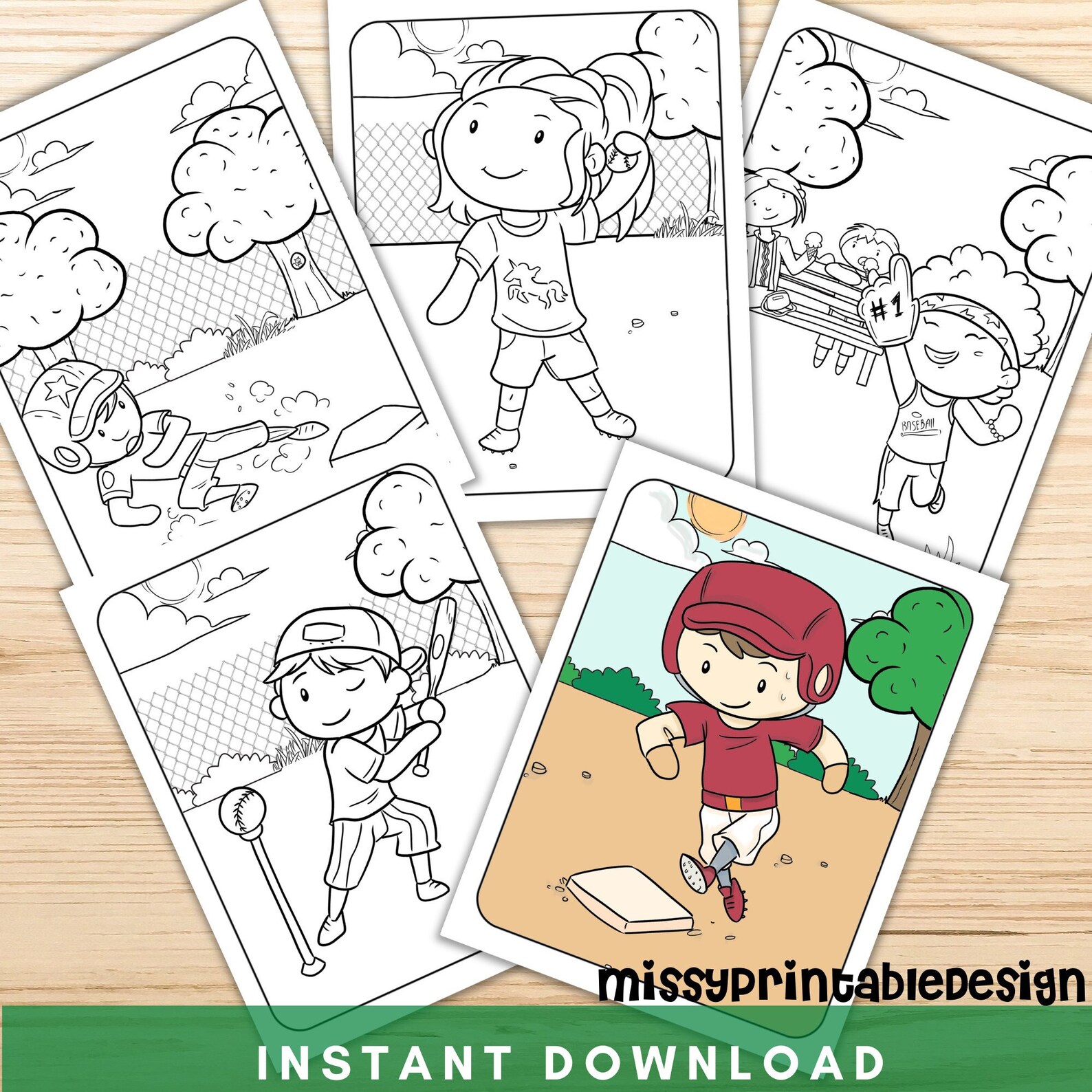 Baseball Coloring Pages Printable Coloring Pages Baseball - Etsy